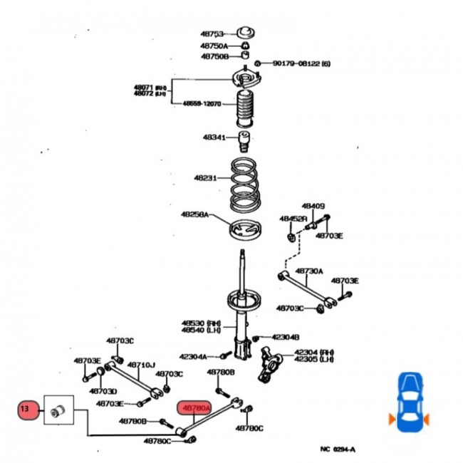 TOYOTA 48725-12290 48780-12010 BUJE SUSPENSION TRASERA TOYOTA COROLLA ...