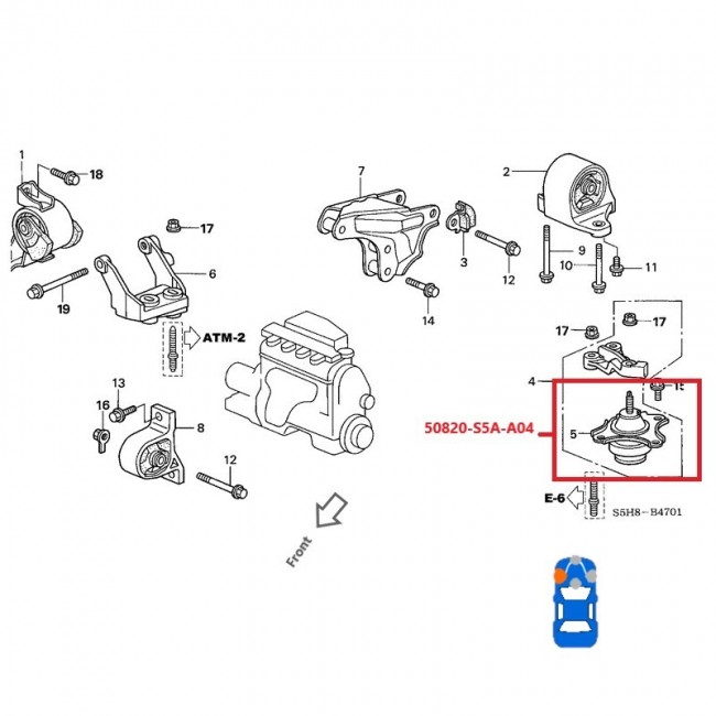 HONDA 50820-S5A-A04-TH 50820-S5A-A04 BASE MOTOR IZQUIERDA HONDA CIVIC 1 ...
