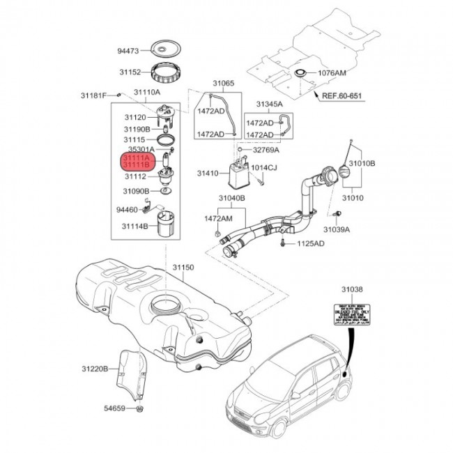 KIA E2068 31111-07600 BOMBA GASOLINA UNIVERSAL KIA PICANTO 1.1 08-11
